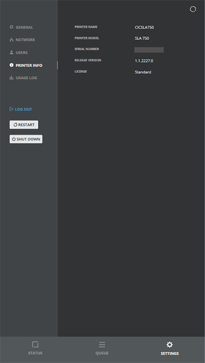 SLA 750 Printer Info